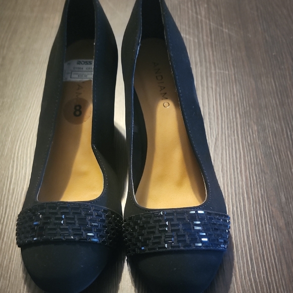 Andiamo | Shoes | Andiamo Black Beaded Womens Heels | Poshmark